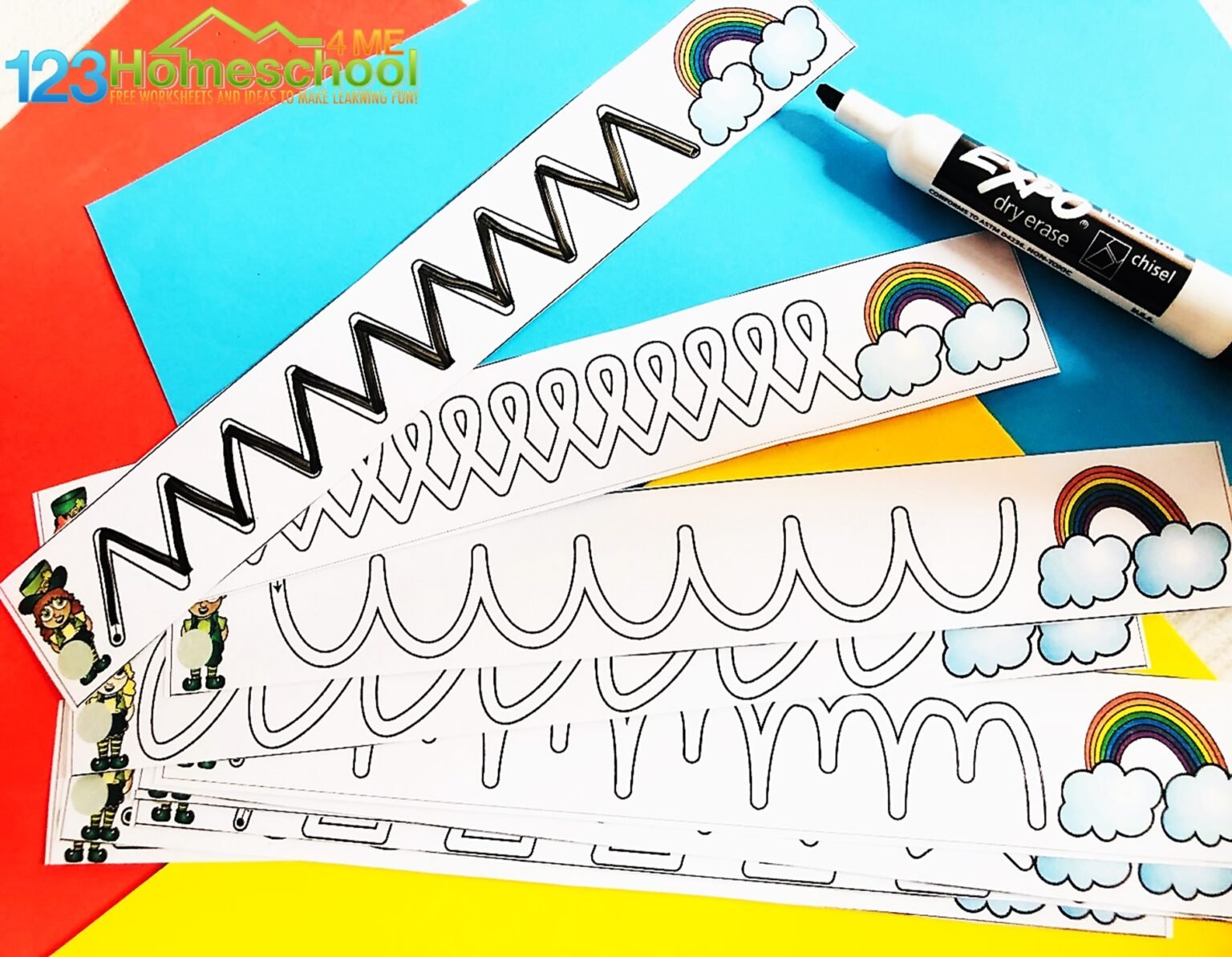 🍀 FREE St Patricks Day Printable Tracing Strips for Preschoolers