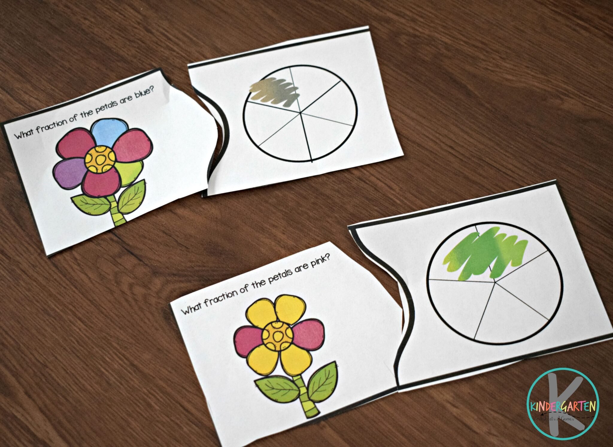 FREE Fraction Flowers Puzzles and Worksheets