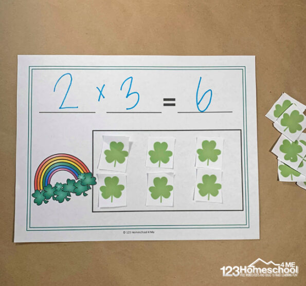 🍀 FREE St Patrick’s Day Math Equation Mats Printable (K-4th grade)