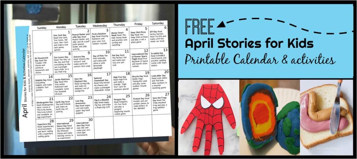 FREE Printable April Stories for Kids with Activity Calendar