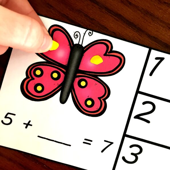 FREE Butterfly Missing Addend Clip Card Activity