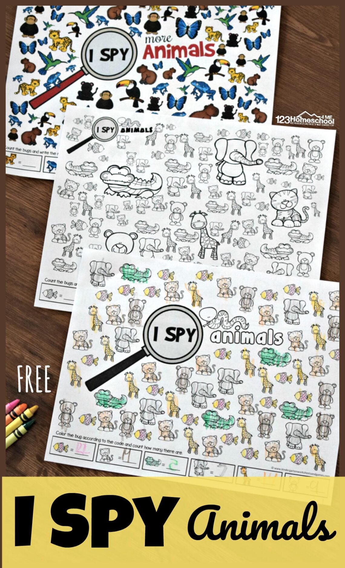 🔎🦋🐆🐦FREE Animal I Spy Printables Worksheets for kids pdf