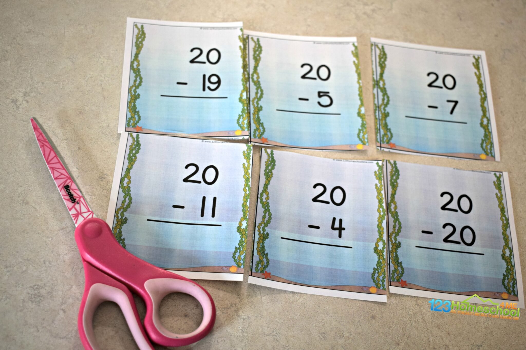 FREE Printable Goldfish Kindergarten Subtraction Game