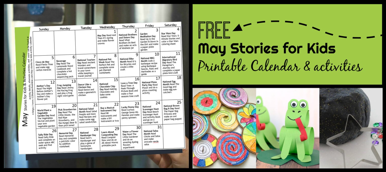 FREE May Activity Calendar with Stories for Kids