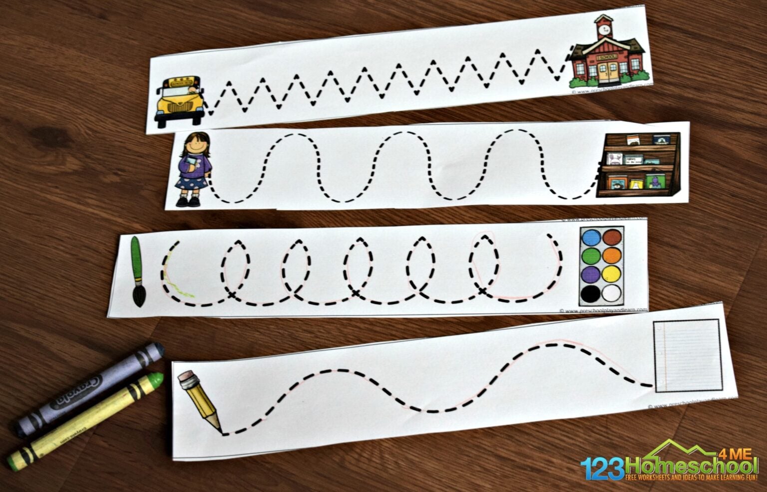 FREE Back to School Tracing Lines Worksheets for 3 year olds