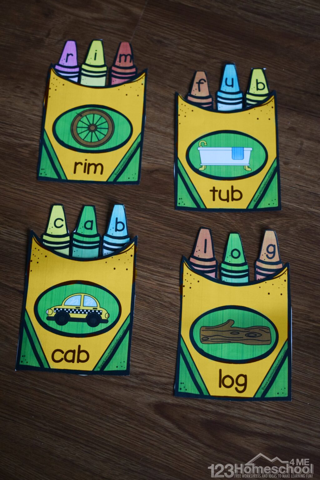 FREE Printable School Bus Rhyming CVC Words Activity