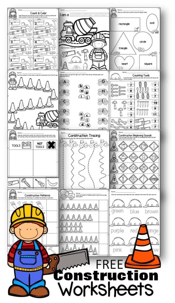 🚧 FREE Construction Theme Letter Tracing Worksheets