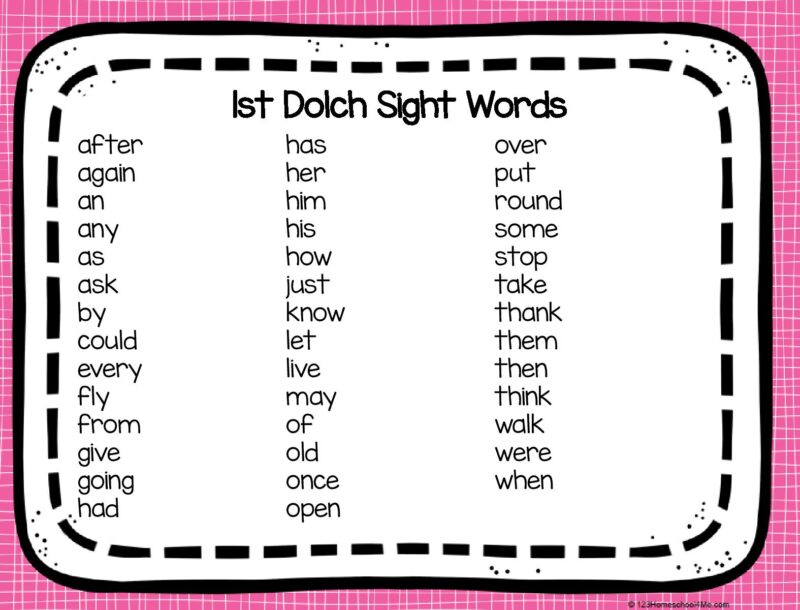FREE Printable Sight Words List