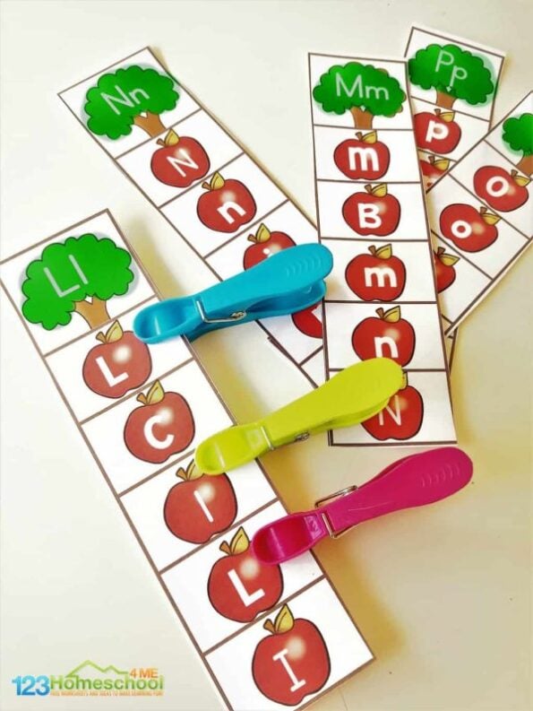 🍎 FREE Printable Apple Alphabet Letter Recognition Strips Activity