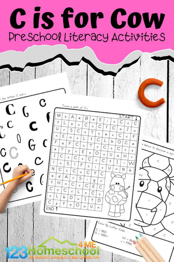 🐄 FREE Printable C is for Cow Worksheets and Activity Pack