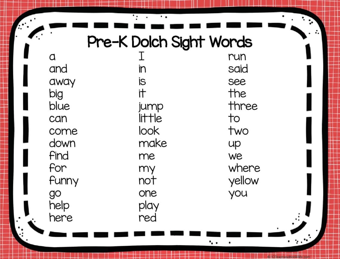 FREE Printable Sight Words List