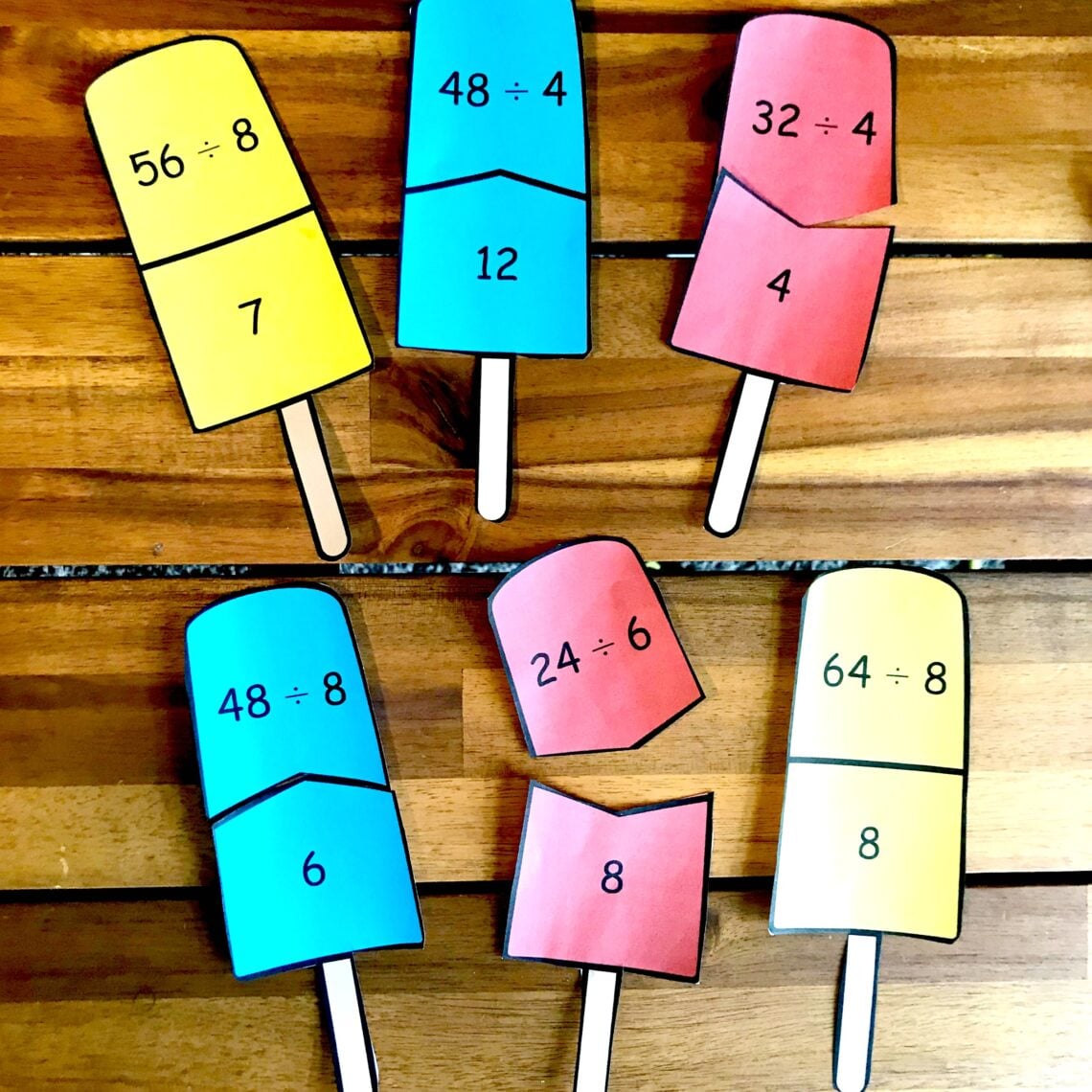 FREE FREE Printable Popsicle Division Math Puzzles