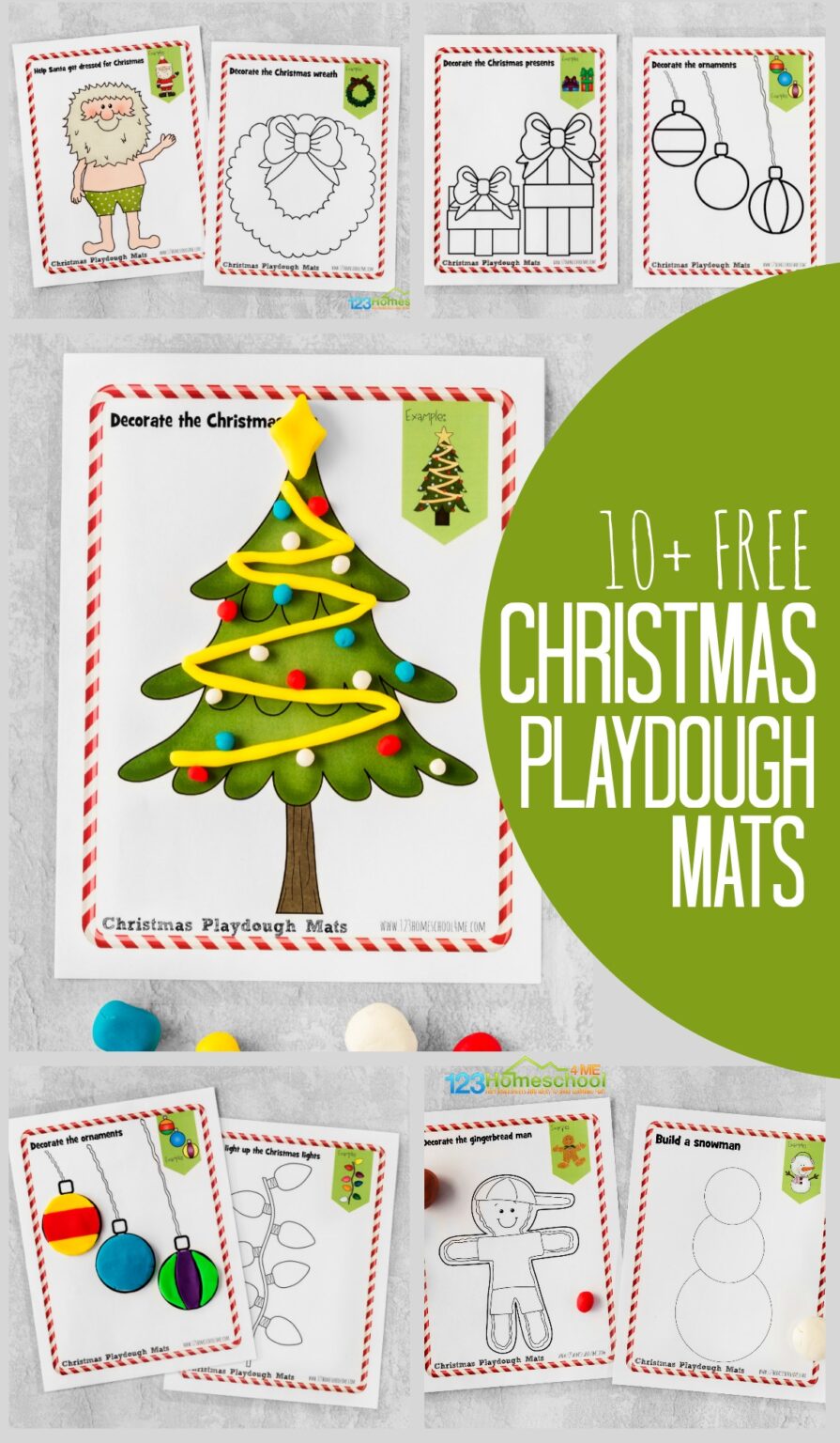🎄 FREE Christmas Playdough Mats