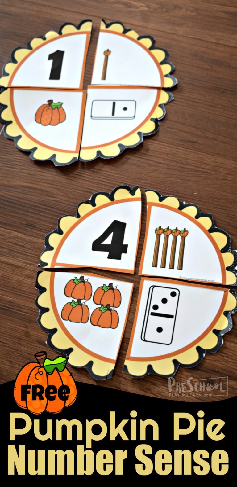 FREE Pumpkin Pie Number Sense Activities for Preschoolers