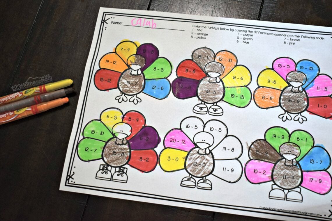 FREE Turkey Subtraction - Thanksgiving Math Worksheets