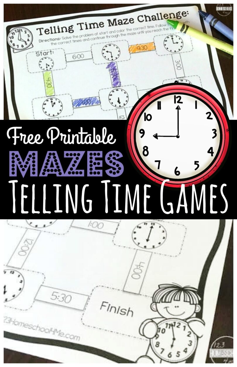 🕝 FREE Printable Telling Time Clock Bump Math Game Boards
