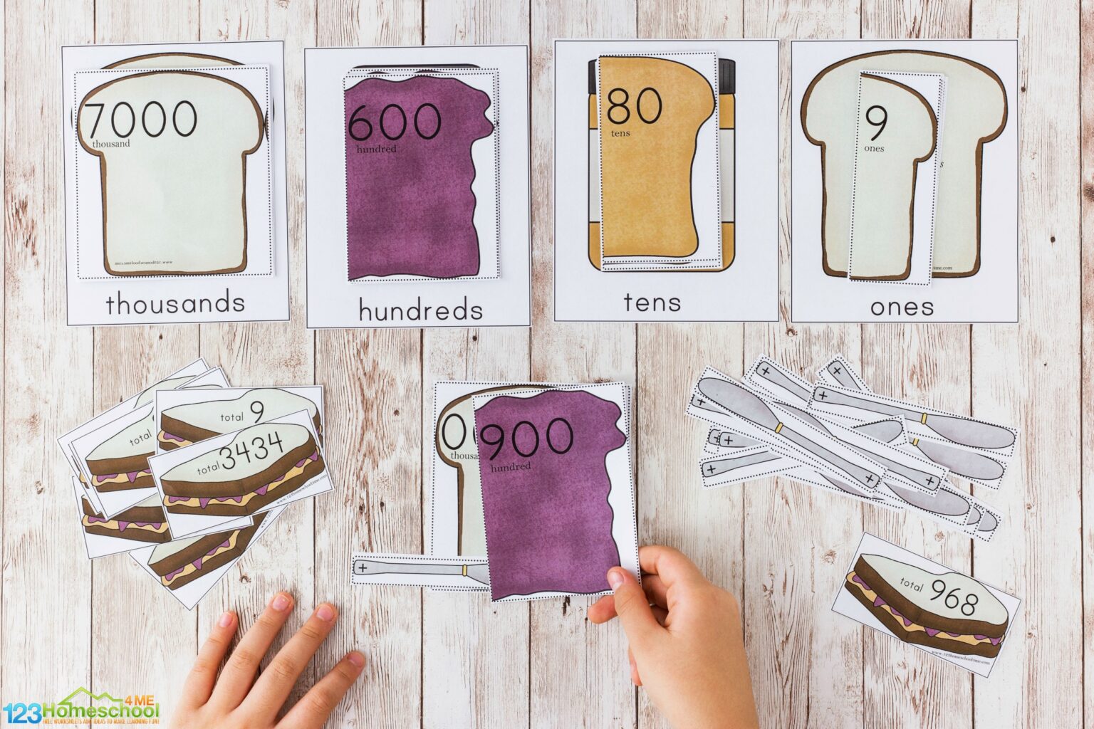 🥜🍇 FREE Peanut Butter and Jelly Place Value Games to Thousands
