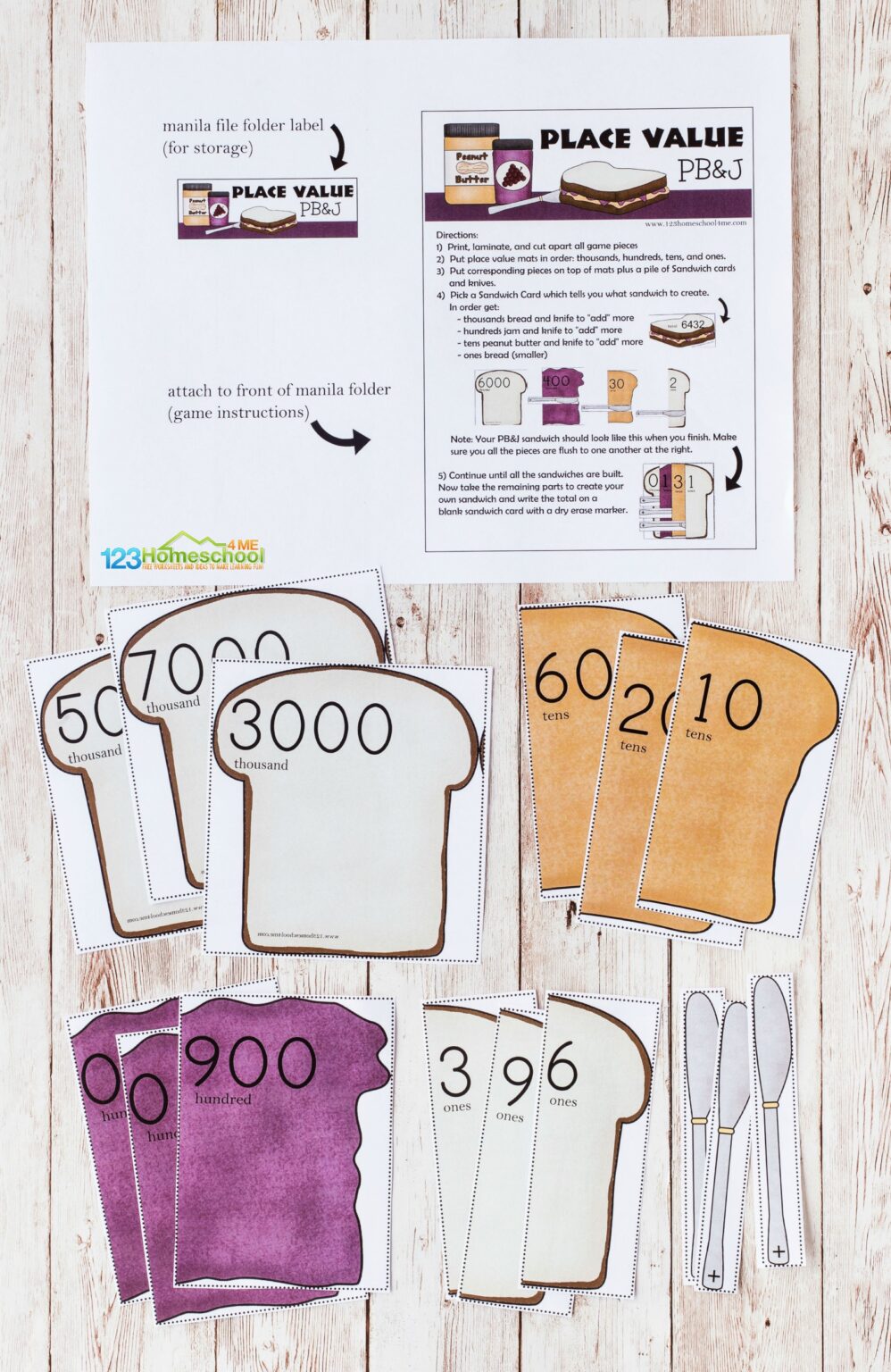 🥜🍇 FREE Peanut Butter and Jelly Place Value Games to Thousands