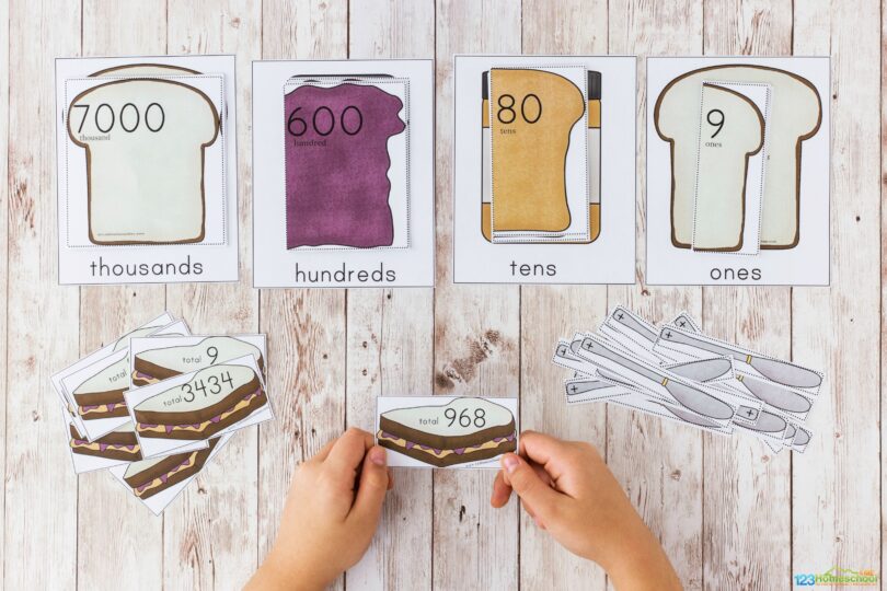 🥜🍇 FREE Peanut Butter and Jelly Place Value Games to Thousands