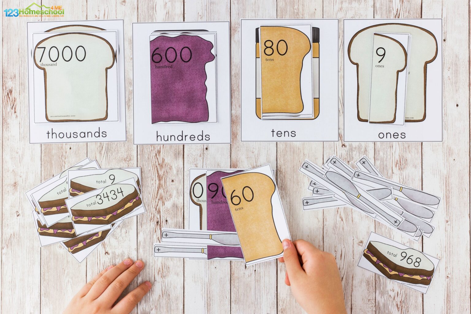 🥜🍇 FREE Peanut Butter and Jelly Place Value Games to Thousands
