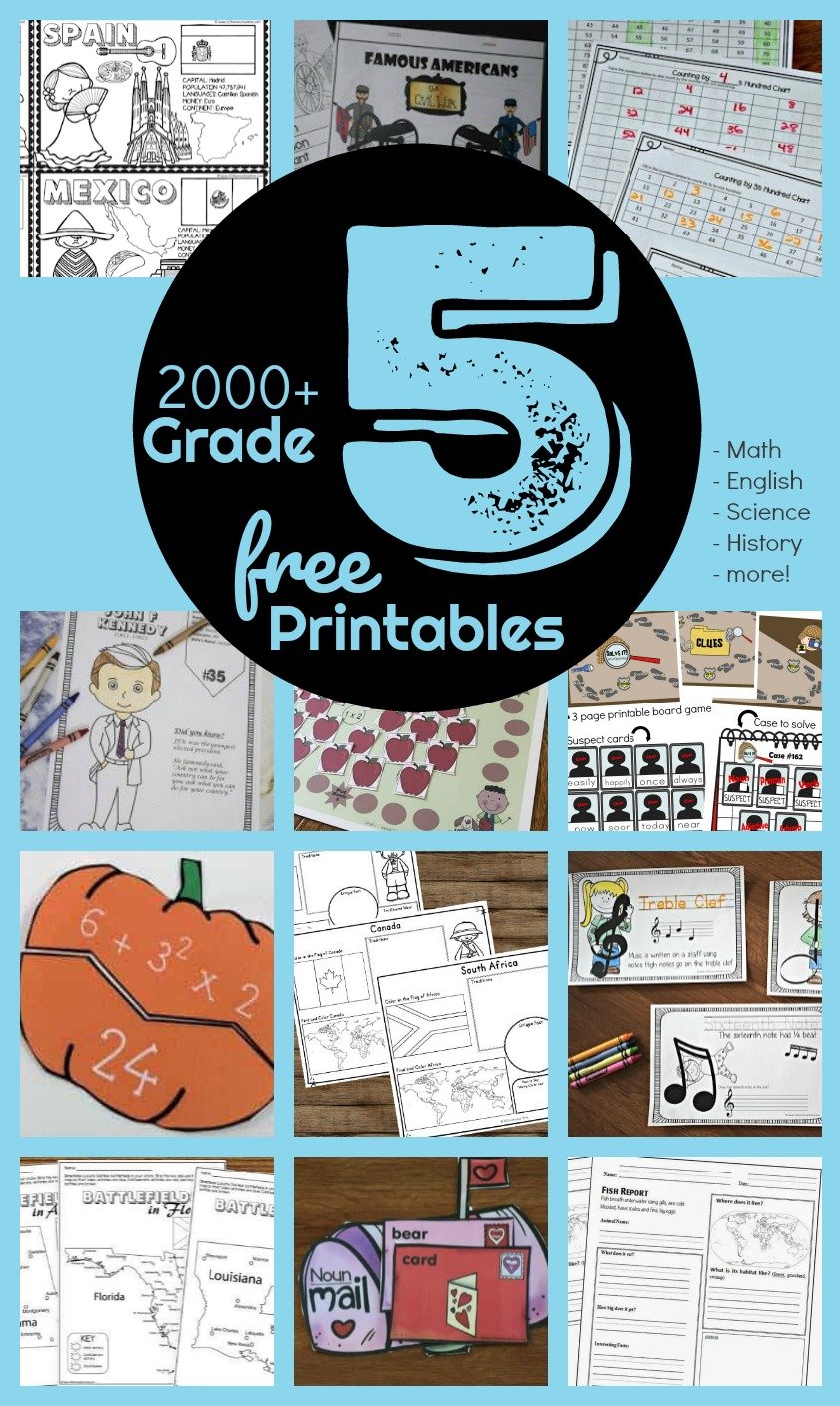 ⭐ FREE Printable 5th Grade Worksheets