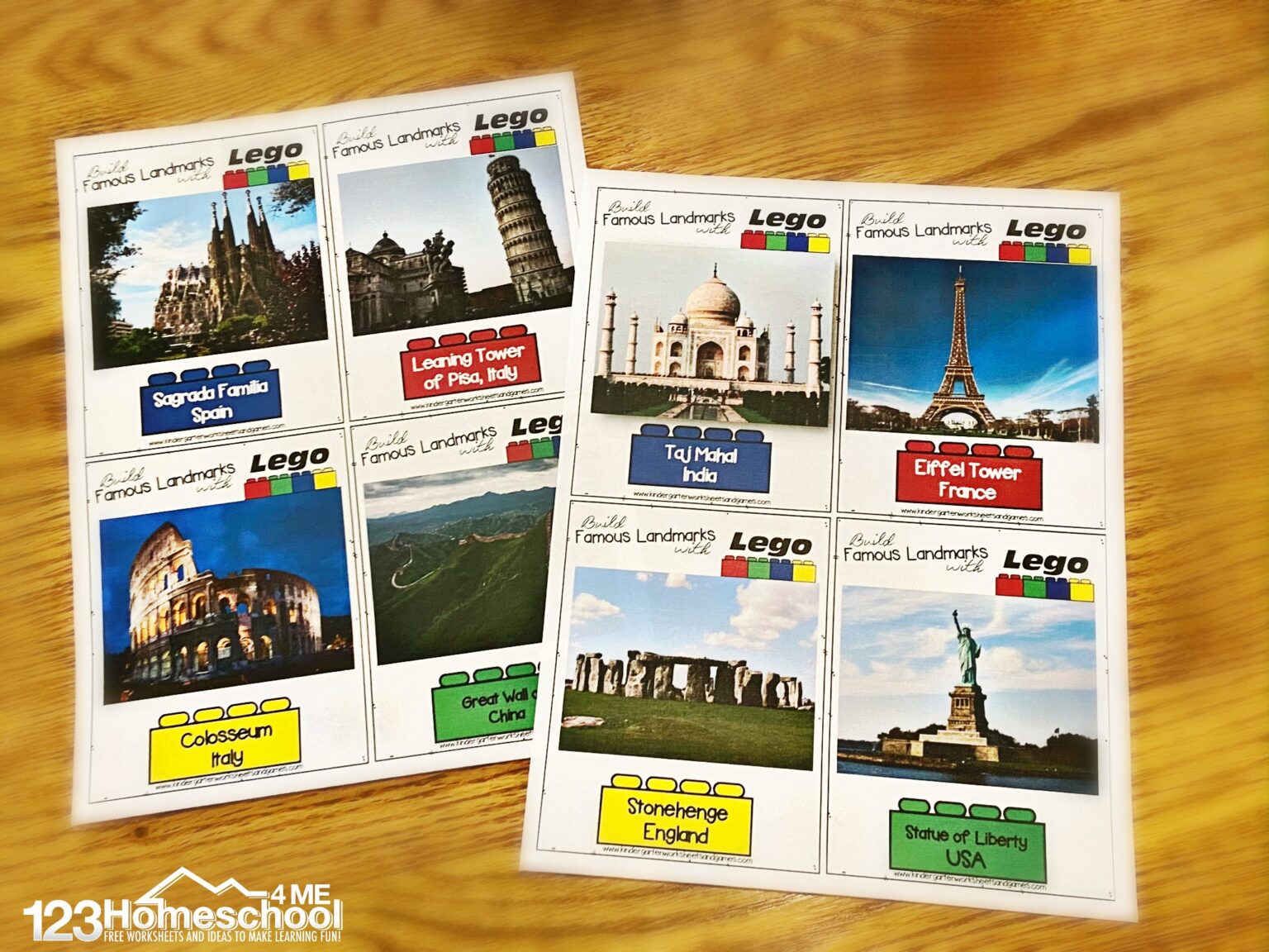 FREE Printable Lego Famous Landmarks Challenge Cards
