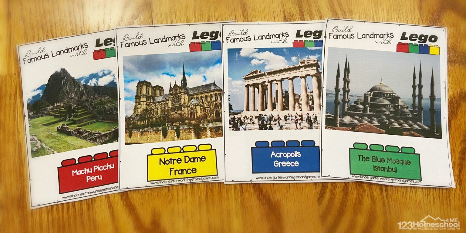 FREE Printable Lego Famous Landmarks Challenge Cards