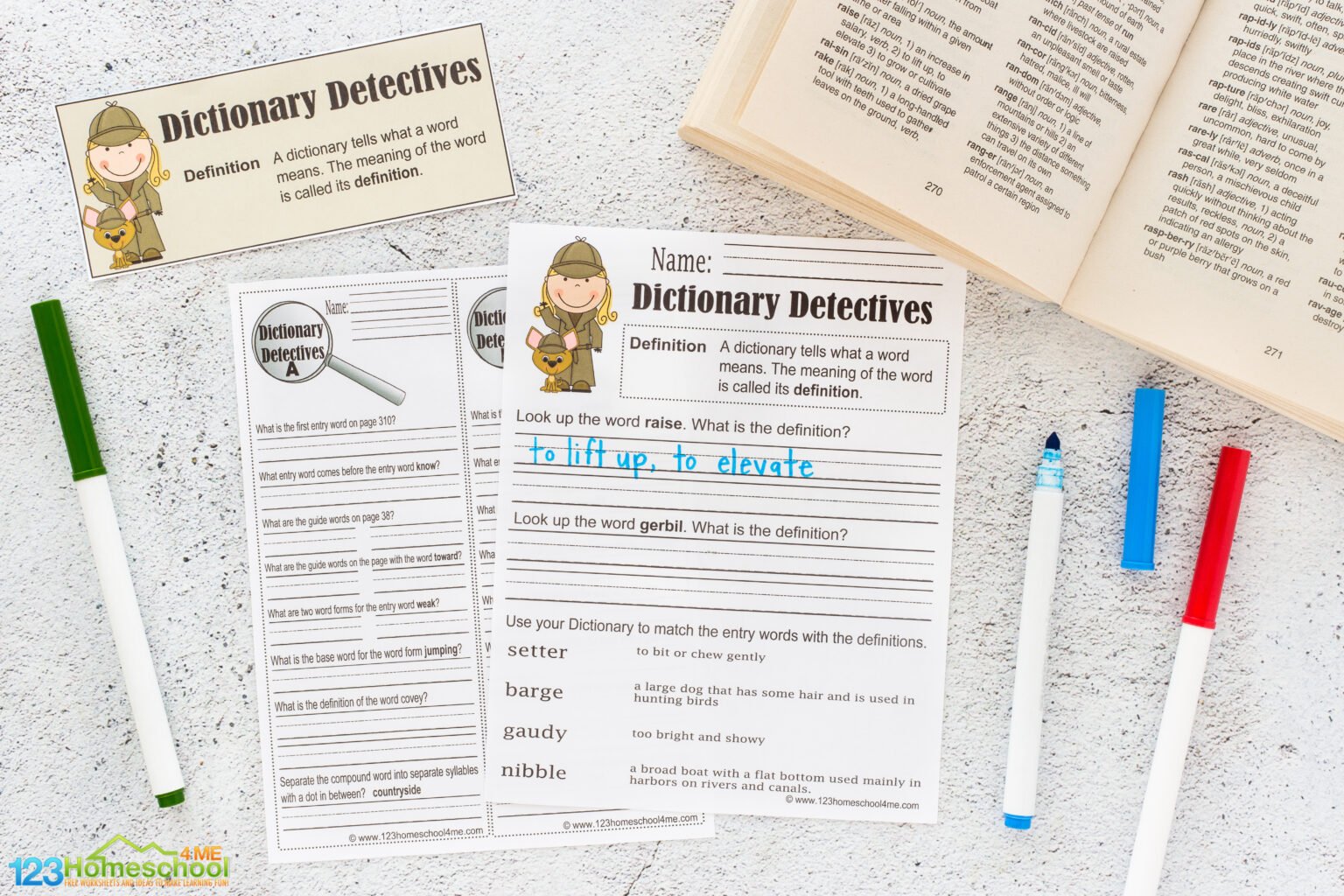 🔍FREE Dictionary Detective Skills Worksheets for Kids