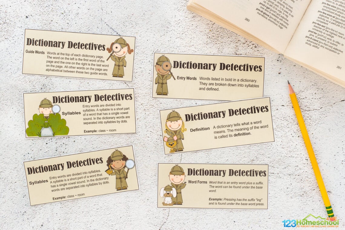 🔍FREE Dictionary Detective Skills Worksheets for Kids