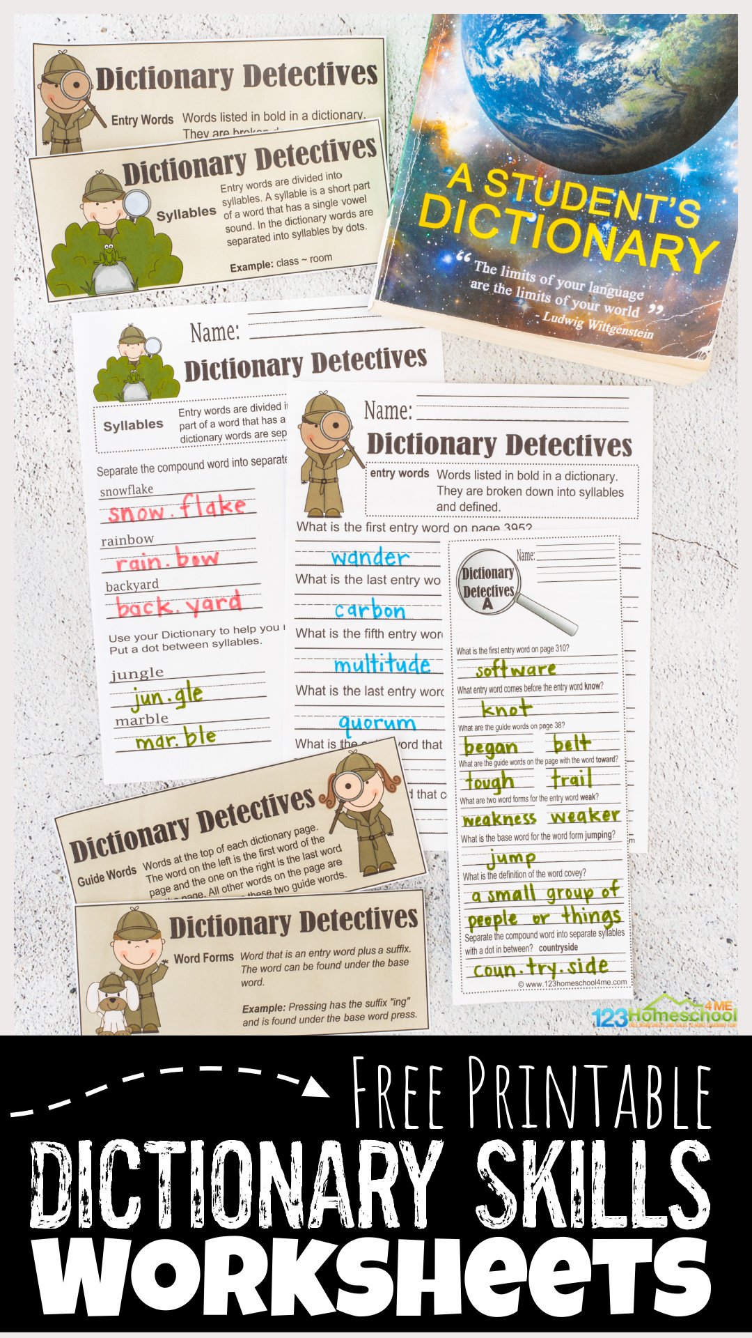 🔍FREE Dictionary Detective Skills Worksheets for Kids