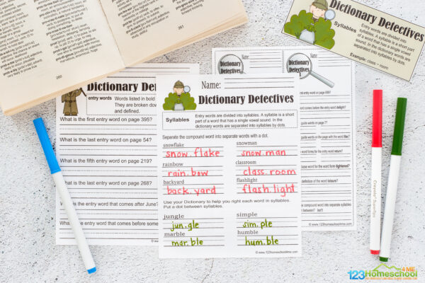🔍FREE Dictionary Detective Skills Worksheets for Kids