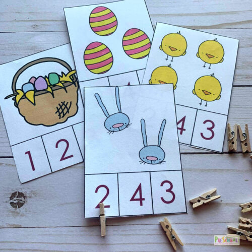 🐰 FREE Printable Preschool Easter Counting Clip Cards
