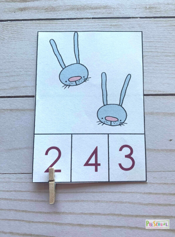 🐰 FREE Printable Preschool Easter Counting Clip Cards