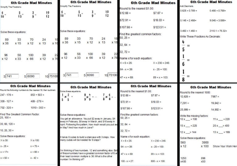 FREE 6th Grade Math Worksheets