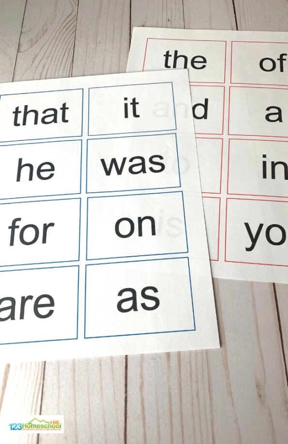 Free Printable Sight Word Flashcards pdf