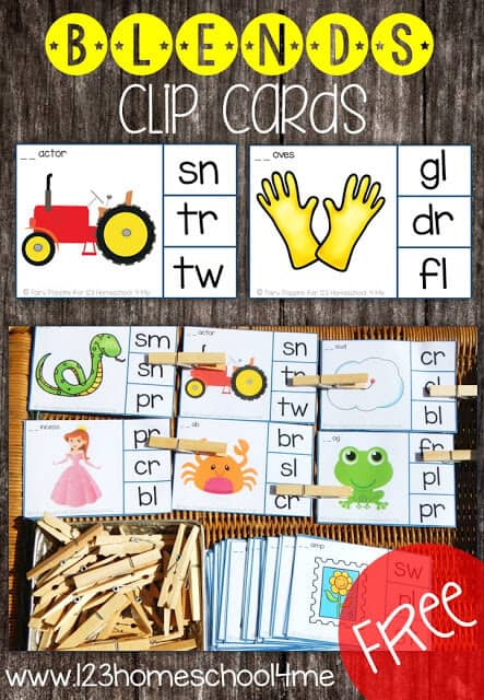 FREE "nk" Ending Consonant Blends Clip Cards Activity
