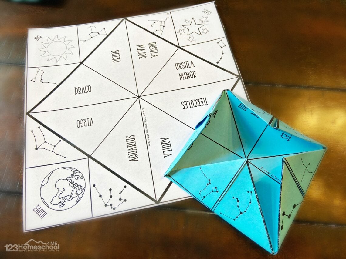 ⭐ FREE Printable Constellations for Kids Cootie Catcher Activity
