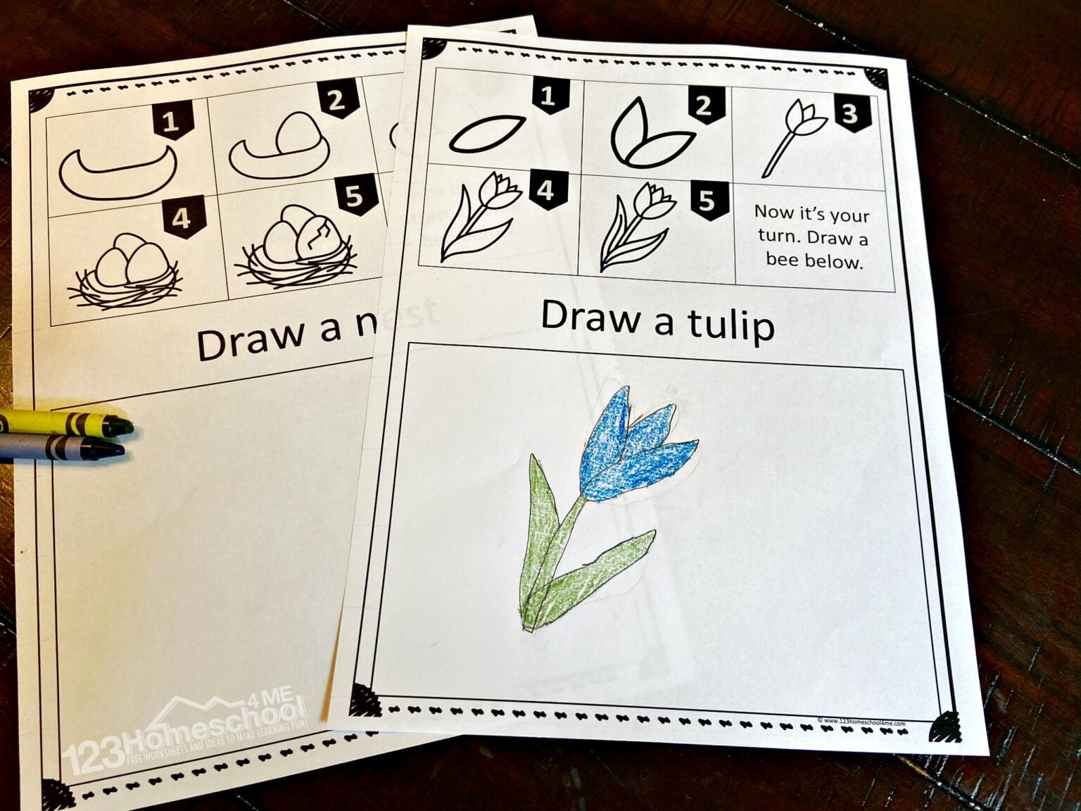 ️ FREE Printable SPRING Directed Drawing Worksheets for Kids