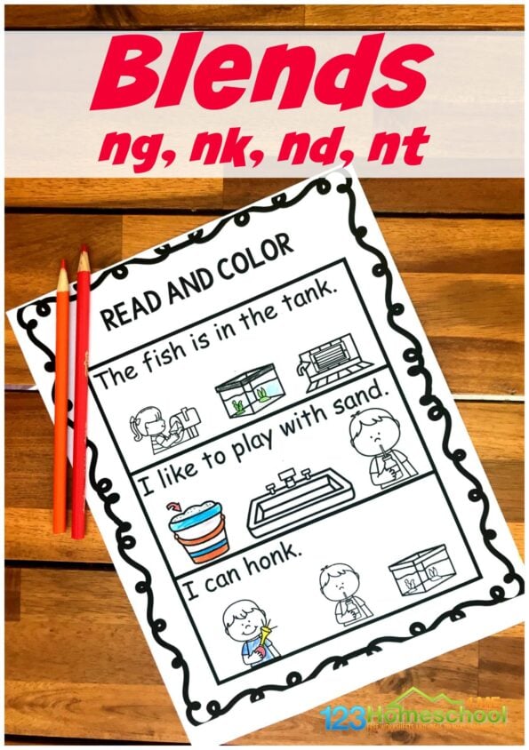 FREE Read & Color Ending Blends Worksheets
