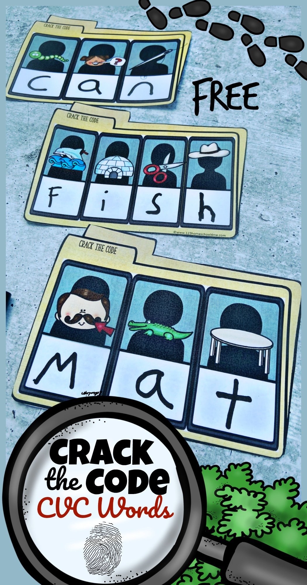 🔍 FREE Crack the Code CVC Words Activity Printables