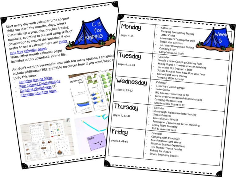 Letter C - Camping Theme Printables
