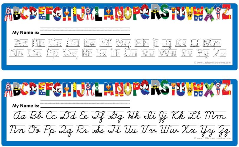 FREE Alphabet Desk Chart Line Printable