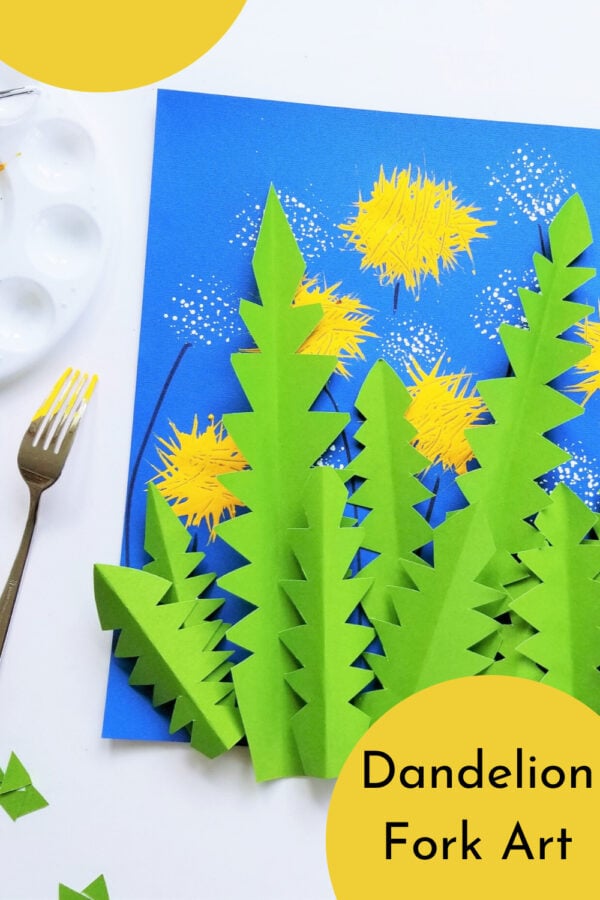 Beautiful Dandelion Craft and Art Project for Kids with Fork Technique