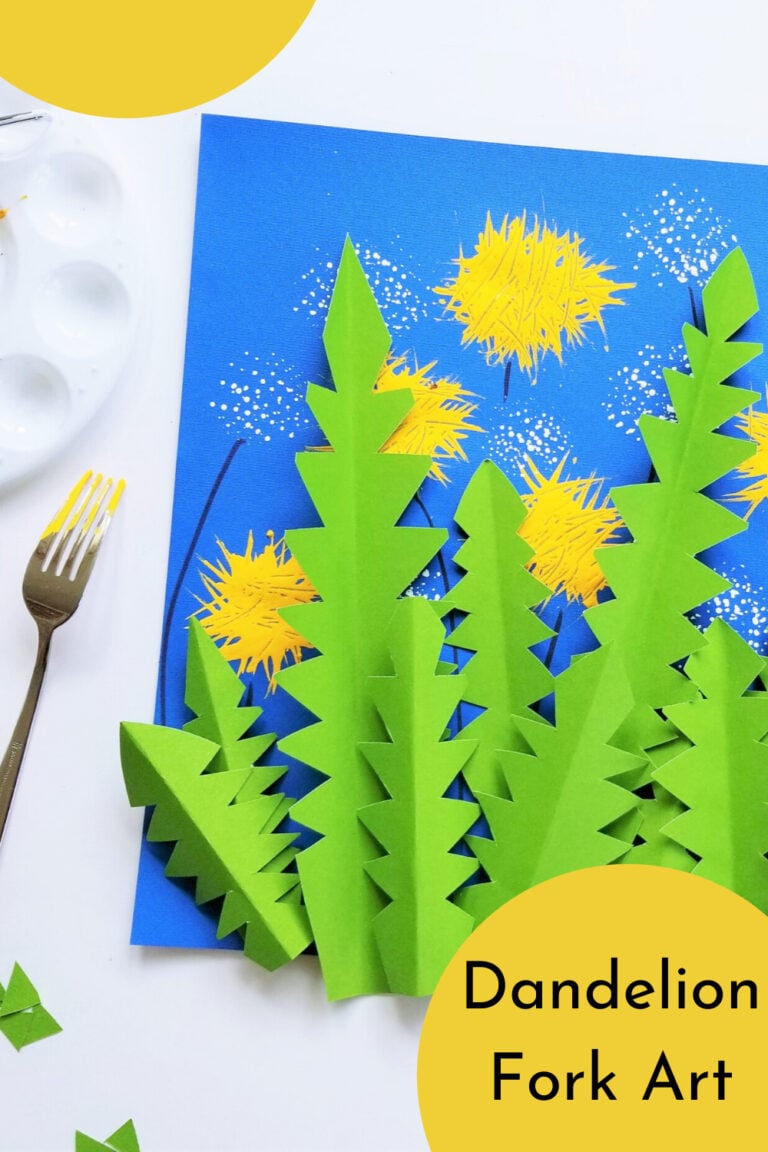 Beautiful Dandelion Craft and Art Project for Kids with Fork Technique
