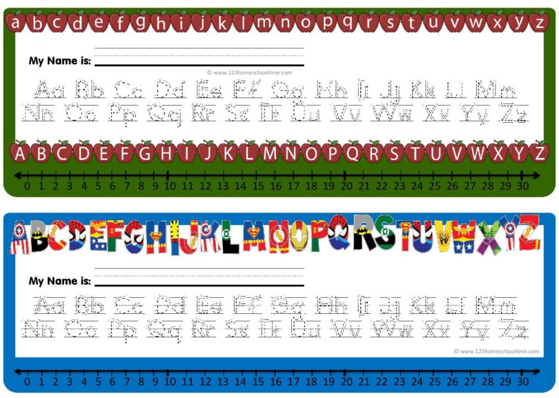 FREE Alphabet Desk Chart Line Printable