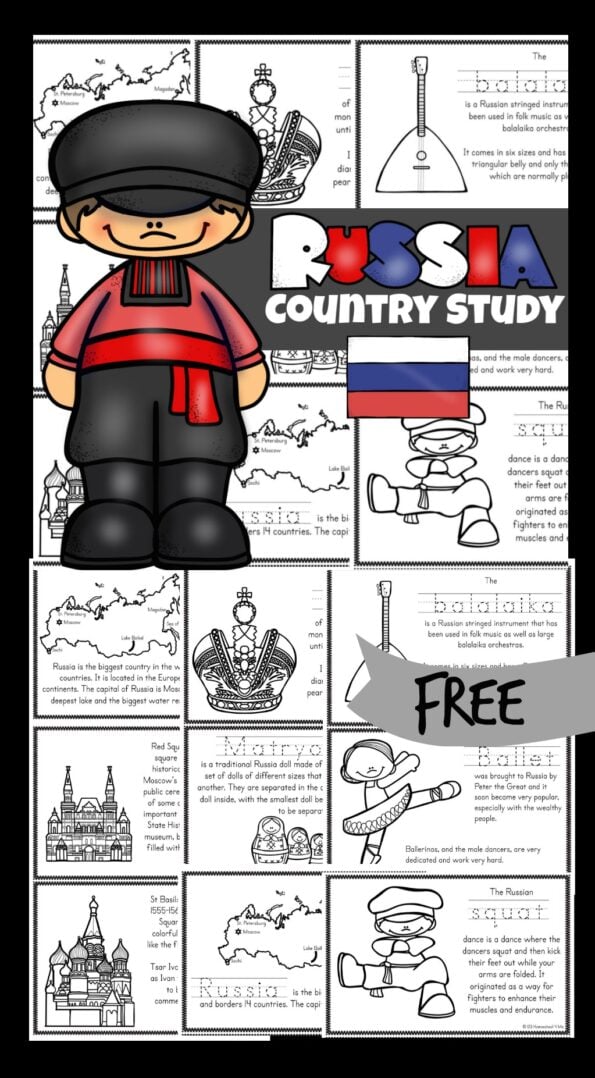 FREE Russia for Kids Printable Book to Read, Color, & Learn