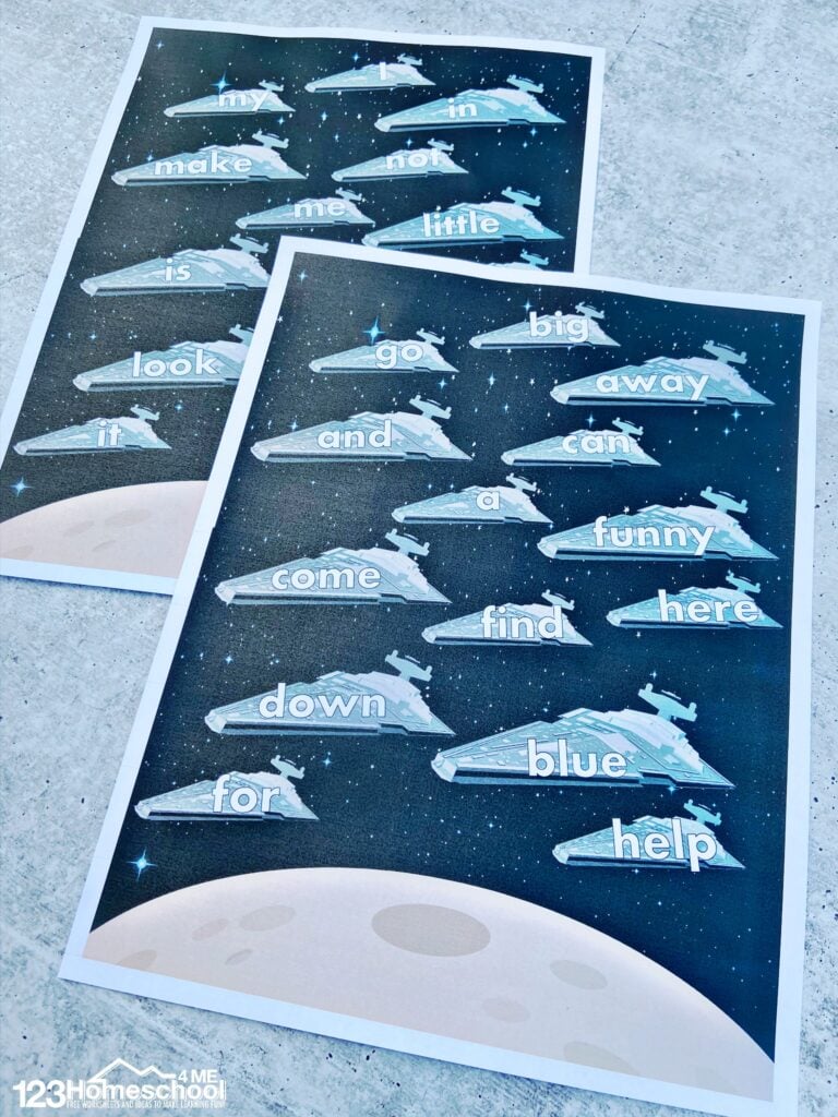FREE Printable Star Wars Sight Words Practice Activity for Kids