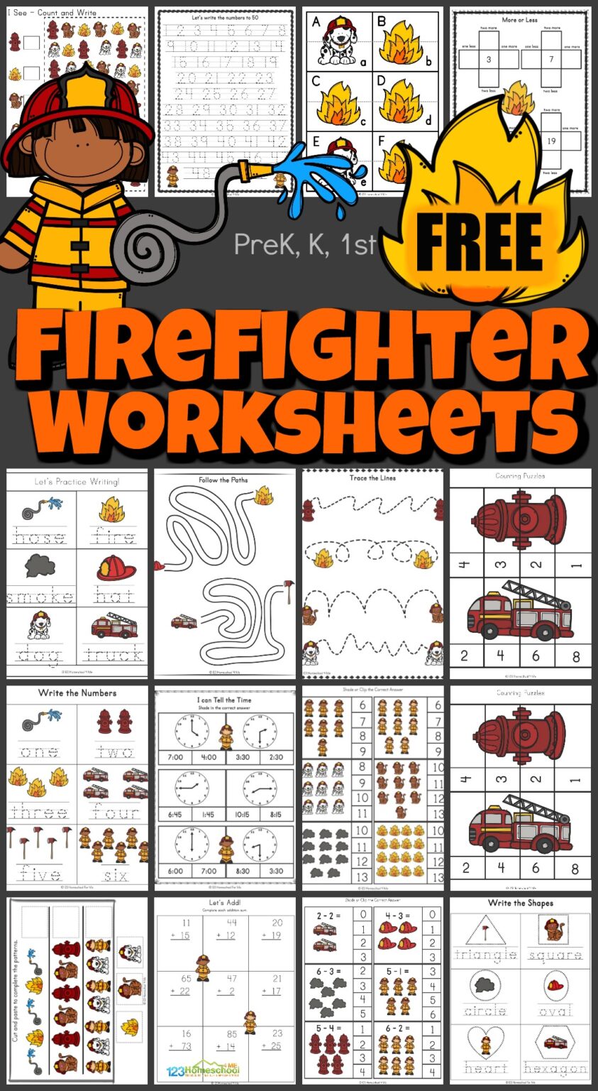 🔥🚒 FREE Free Printable Firefighter Worksheets for Kids
