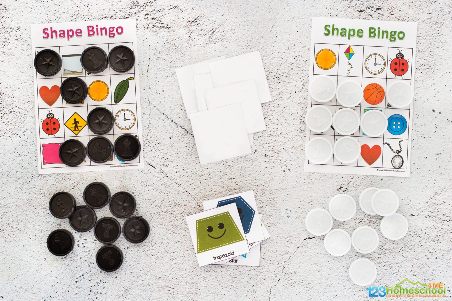 🔵🟪🔺💛 FREE Printable Shape Bingo Game for Kids