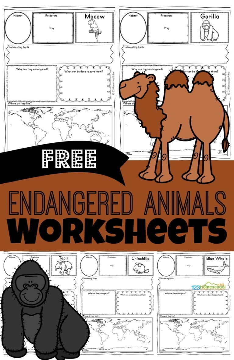 🐘 FREE Printable Endangered Animals Worksheets